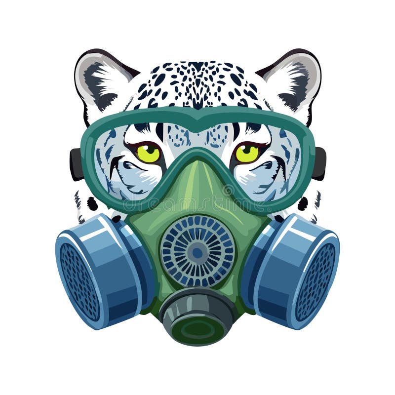Snow Leopard Wearing a Gas Mask Stock Vector - Illustration of pattern ...