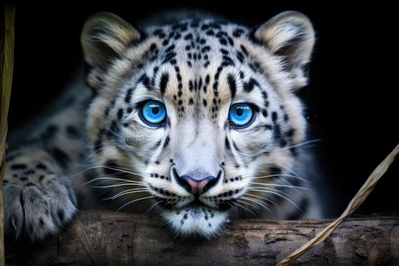 A Snow Leopards Bright Blue Eyes in a Close-up Shot Stock Image - Image ...