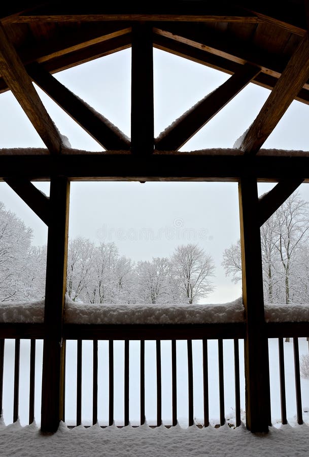 Snow on Lodge Beams stock photo. Image of architecture - 41103680