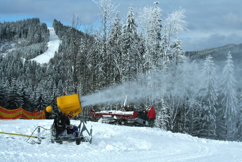 The Snow Machine in Action, Snowcat Stock Image - Image of moving ...