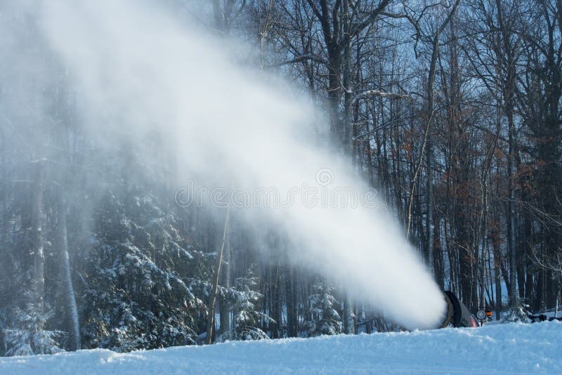 Snow Gun Spraying Aritificial Snow Stock Photo - Image of snowboarding ...