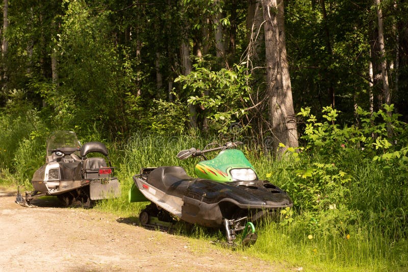 Snow machines in summer stock photo. Image of mobile - 150471844