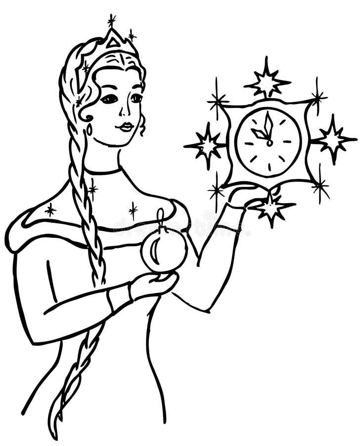 Snow Maiden stock vector. Illustration of drawing, white - 62063817