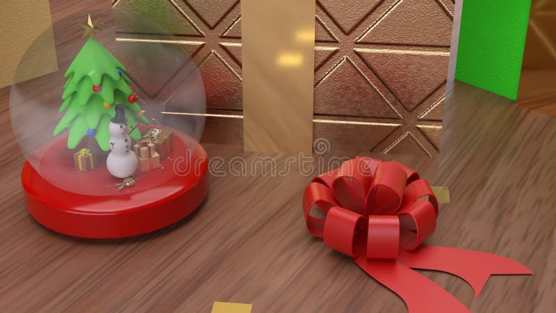 The Snow Man in Glass Ball and Gift Box for Holiday and Celebration ...