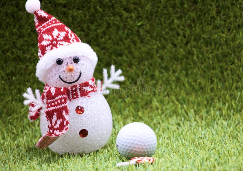Snow Man and Golf Ball on X`mas Time Stock Photo - Image of happy ...