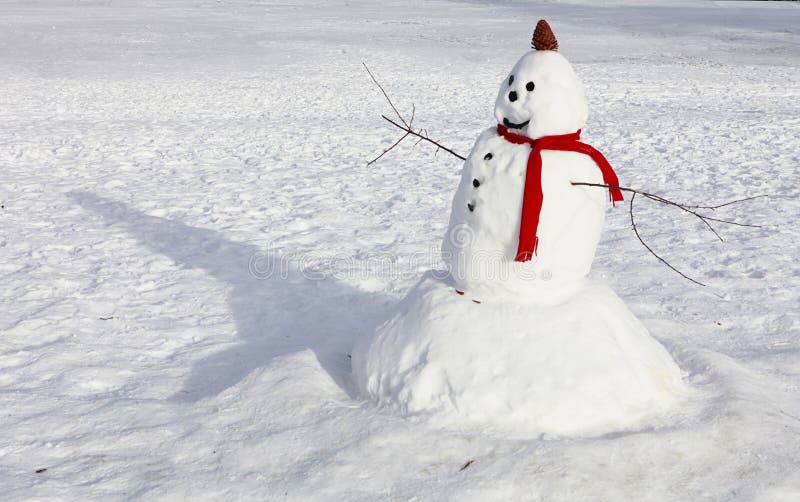 Snow Man with Red Scarf stock photo. Image of create - 12564982