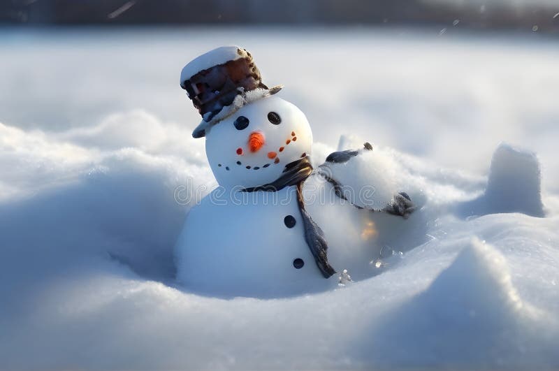 Snow Man in Winter Season, Snow Man Sinking in Snow. Stock Illustration ...