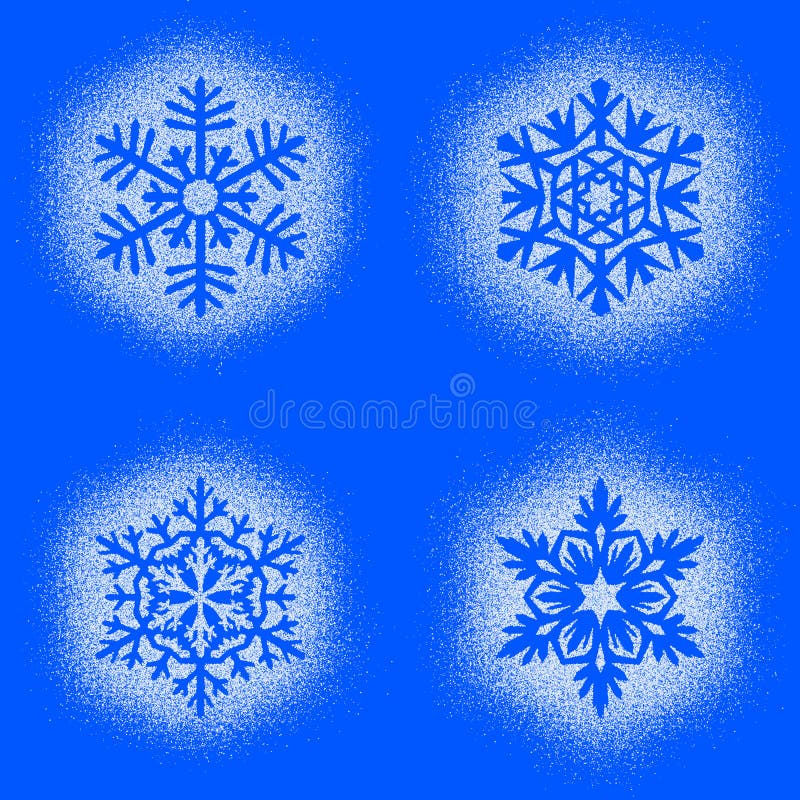 Snow Mark of Snowflakes on Blue Set Stock Illustration - Illustration ...