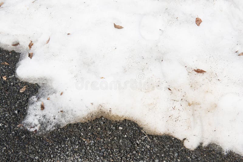 Snow Melt on the Ground in Winter Stock Photo - Image of white, snow ...