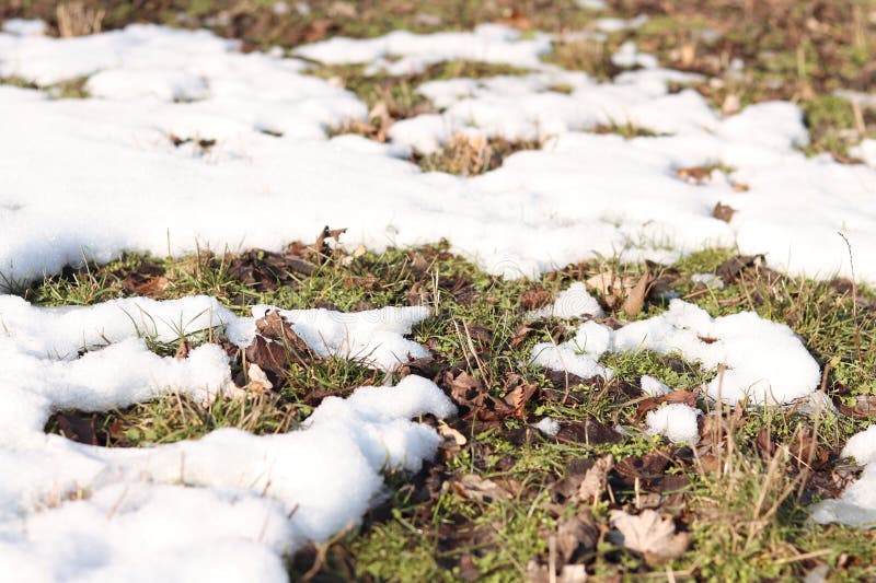 Snow Melting on the Ground, Early Spring Background Stock Image - Image ...