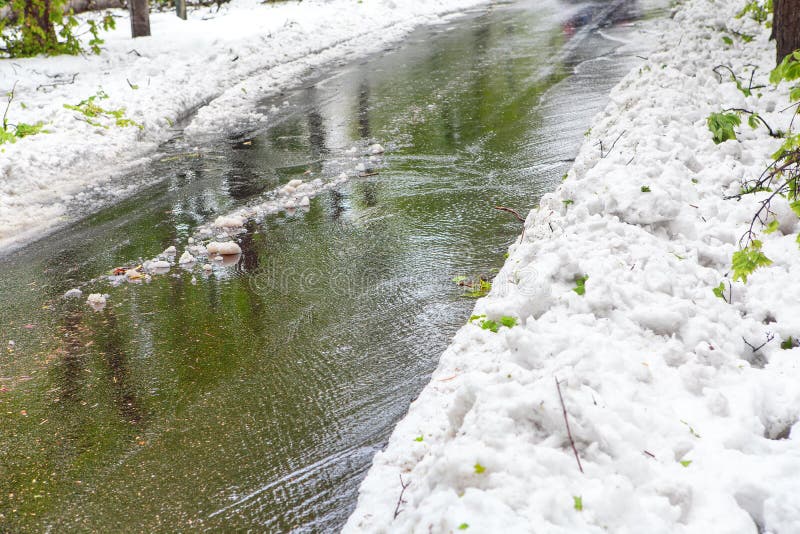 Snow melting stock image. Image of cold, flow, nature - 171633015