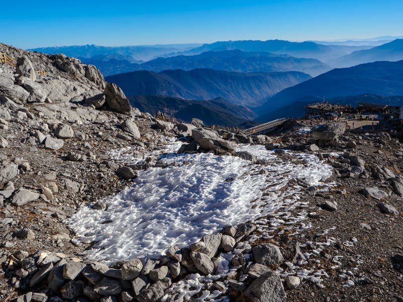 Snow Melting and Freezing on the Rock Walls Stock Image - Image of ...