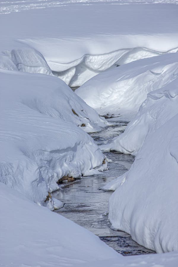 Snow Melting on the River in the Mountain Stock Image - Image of ...