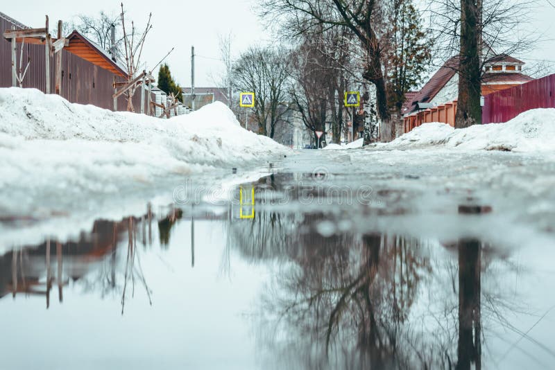 The Snow is Melting, Spring is Near Stock Photo - Image of vehicle ...