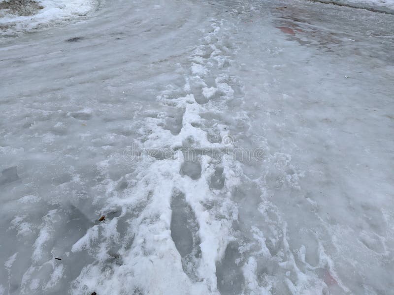 Snow Melts Outside Leaving Mud and Puddles Stock Image - Image of cover ...