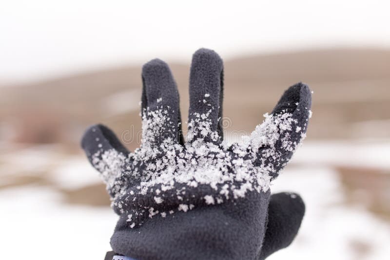 Snow on the Mitten on the Hand Stock Image - Image of love, fashion ...