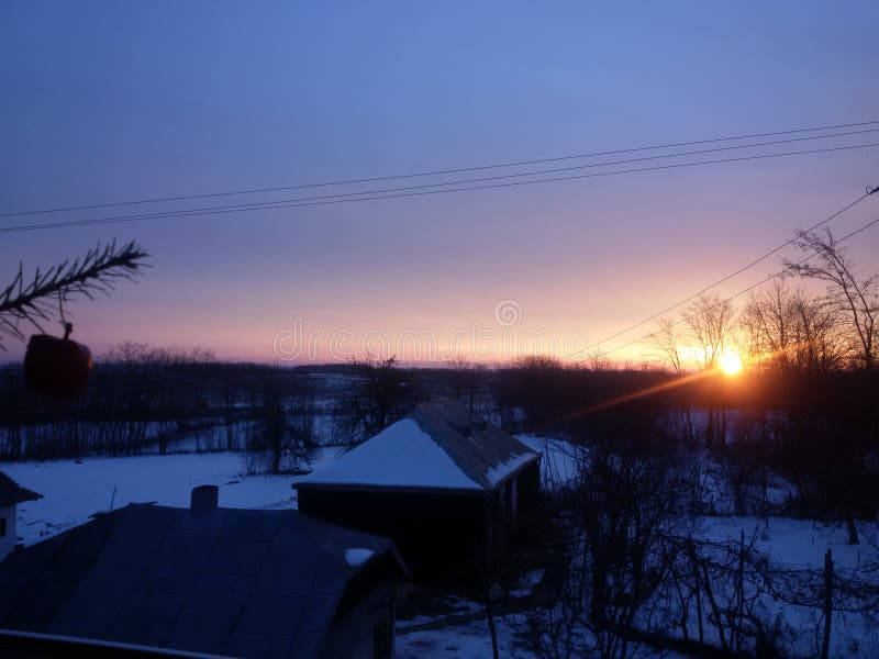 Snow morning stock image. Image of country, snow, sunrise - 53112171