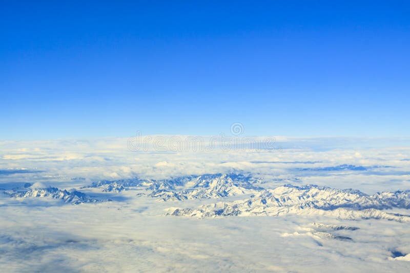 Snow Mountain with Blue Sky Stock Photo - Image of alps, panoramic ...