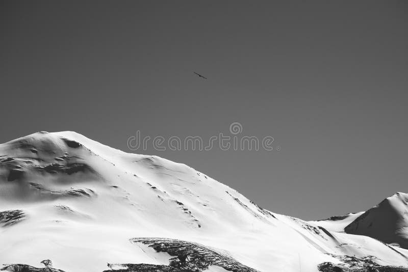 Snow Mountain on the Gray Sky Backgroud Stock Photo - Image of ...