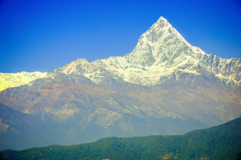View of Fishtail Mountain from Pokhara, Nepal Stock Photo - Image of ...