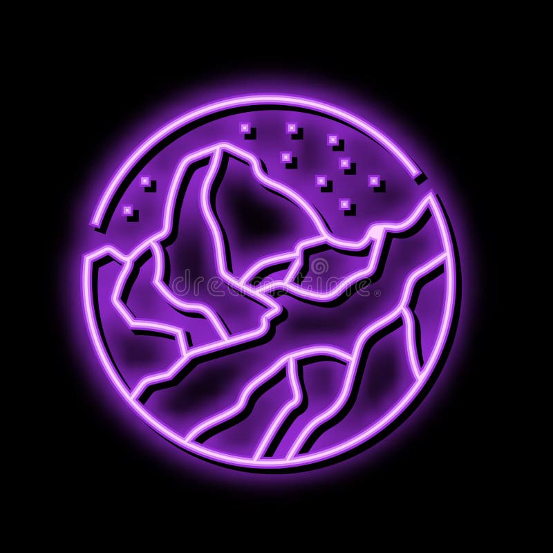 Snow Mountain Landscape Neon Glow Icon Illustration Stock Vector ...