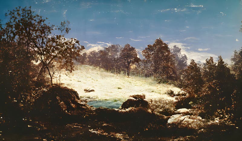 Snow on the Mountain, Realistic Oil Painting Editorial Photography ...