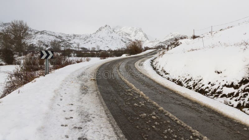 Snow Mountain Road stock image. Image of communications - 37361279