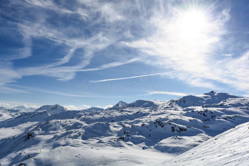 Snow Mountain Sunshine Clouds with Sunny Weather Stock Image - Image of ...