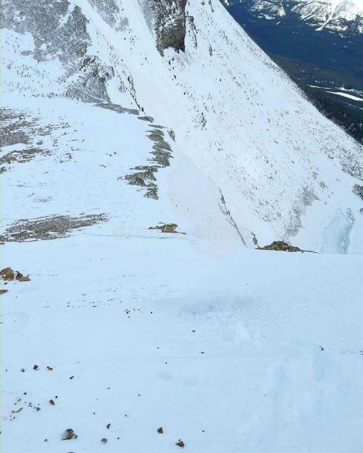 Snow Mountain View of Mount Temple Stock Image - Image of piste, snow ...