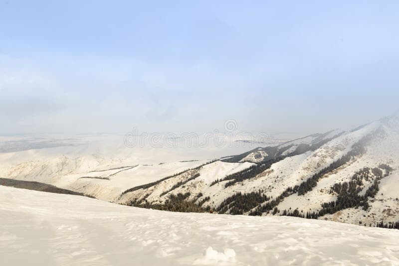 Snow Mountains on a Cloudy Day Stock Photo - Image of holiday, hill ...