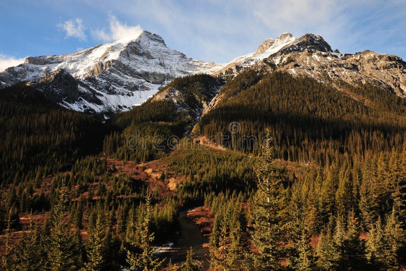 Snow mountains and forests stock image. Image of landscapes - 7247009