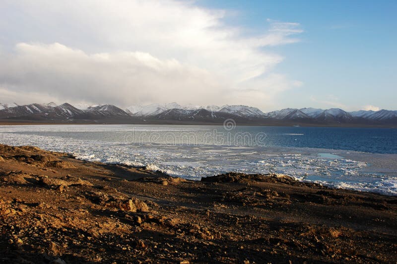 Snow Mountains and Ice Lake in Tibet Stock Image - Image of tibetan ...