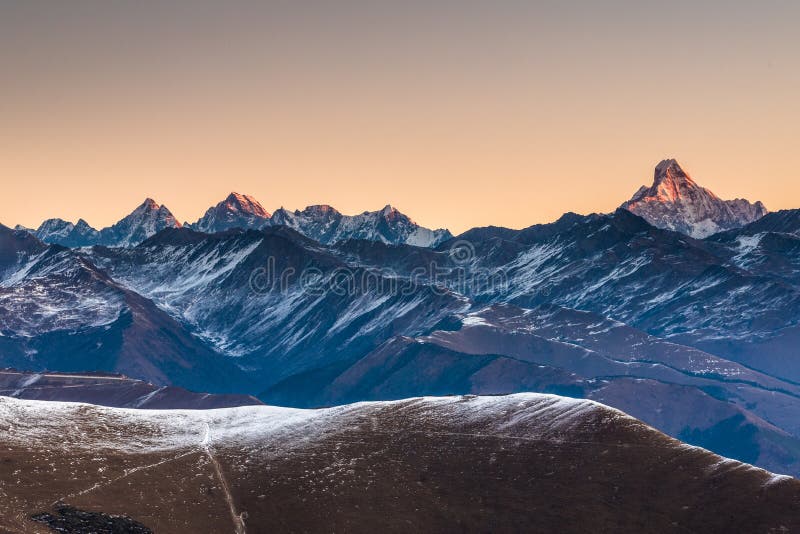Snow Mountains in Sichuan of China Stock Image - Image of grass ...
