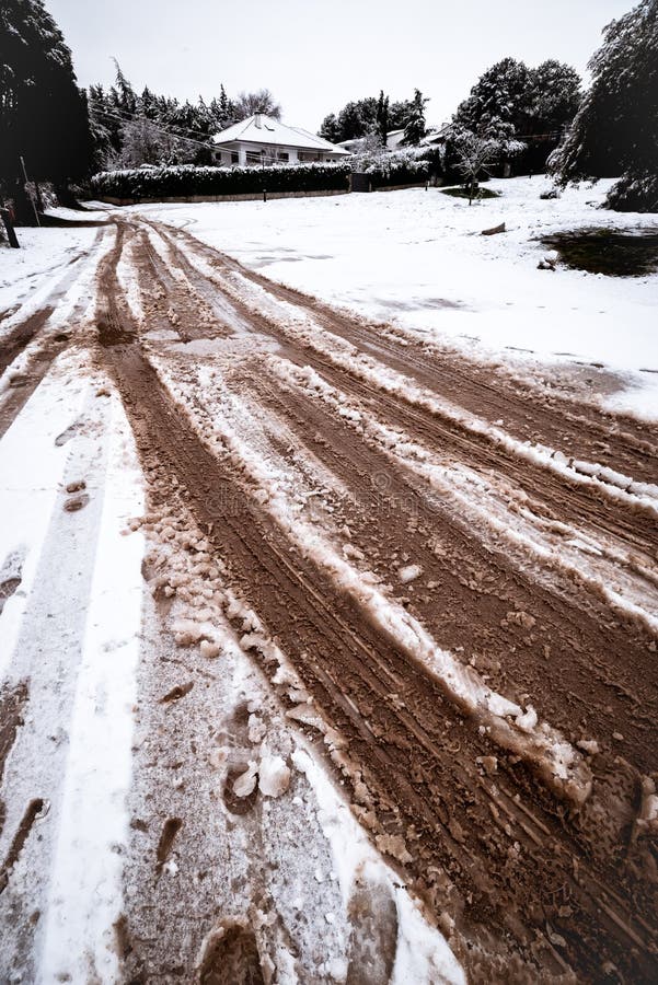 Snow and mud stock photo. Image of lane, texture, footprints - 85324232