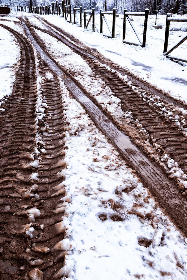 Snow and mud stock photo. Image of pattern, snow, roadside - 85324274