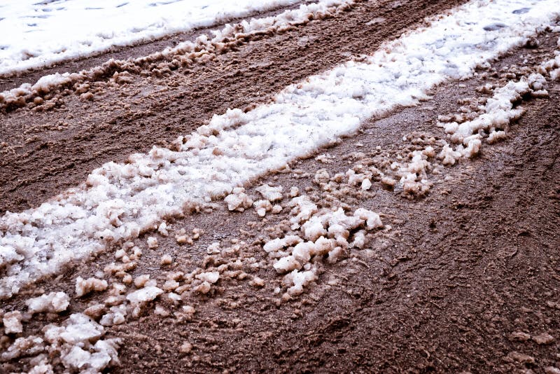 Snow and mud stock image. Image of trace, snow, imprint - 85334045