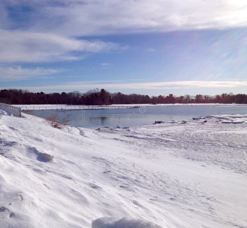 Snow and ocean stock photo. Image of snow, waters, landscape - 55355294