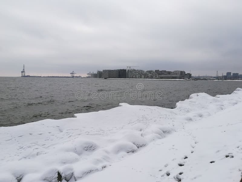 Snow ocean stock photo. Image of sowy, water, snowy - 111803742