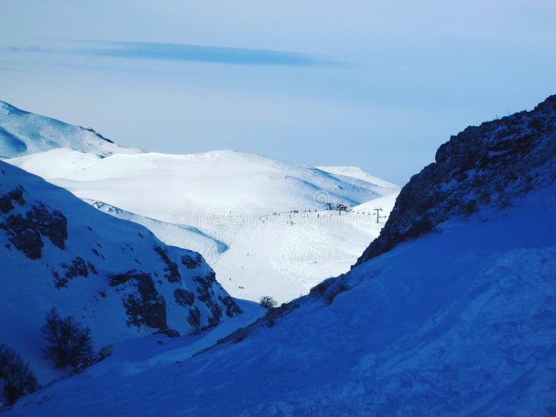 Snow in Ovindoli italy stock image. Image of mountain - 141060025