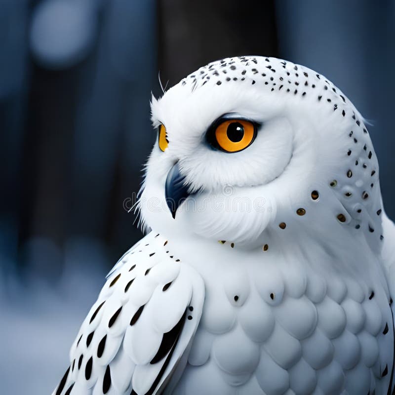 Snow Owl Digital Art Posing on Camera Stock Illustration - Illustration ...