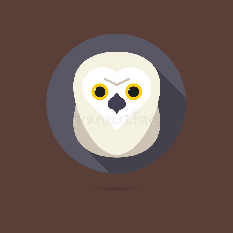Snow Owl Face Flat Design Icon Stock Vector - Illustration of flat ...