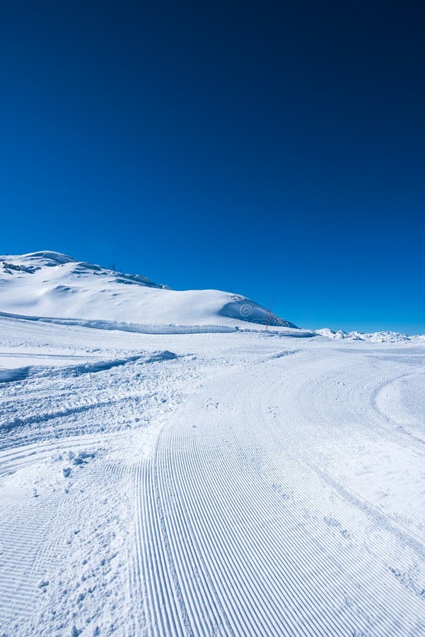Snow Path Ski Track Surface Stock Image - Image of corduroy, pattern ...