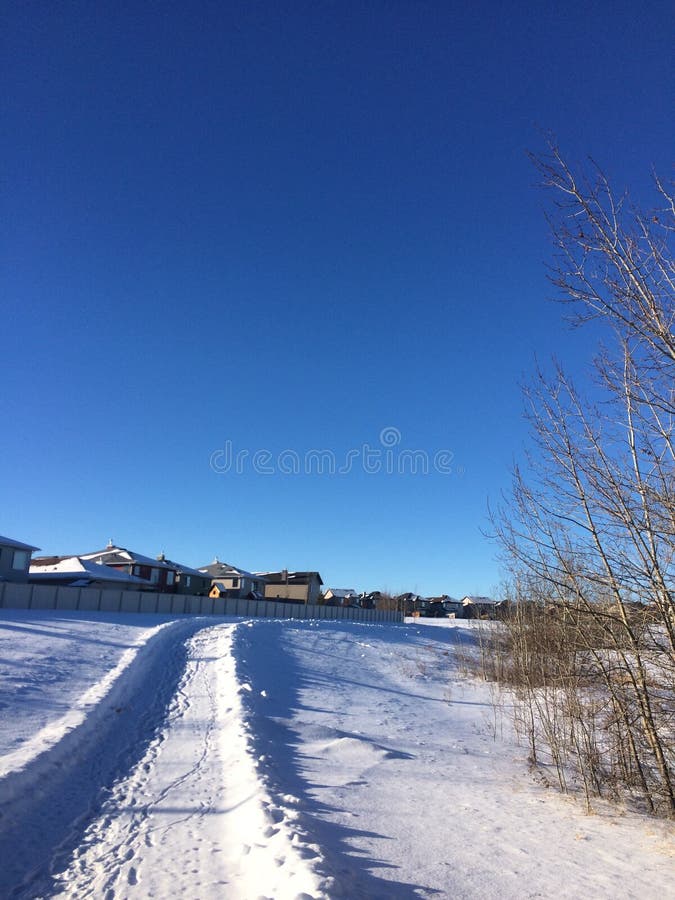 Snow Pathway in Country Village Stock Photo - Image of landscape, izba ...