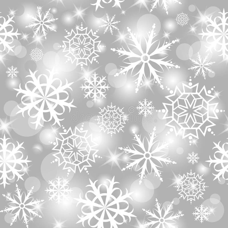 Silver White Snowflakes Background Stock Illustration - Illustration of ...