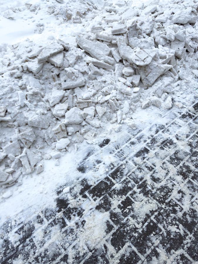 Snow on Paving Slabs in Winter Stock Photo - Image of weather, snowy ...