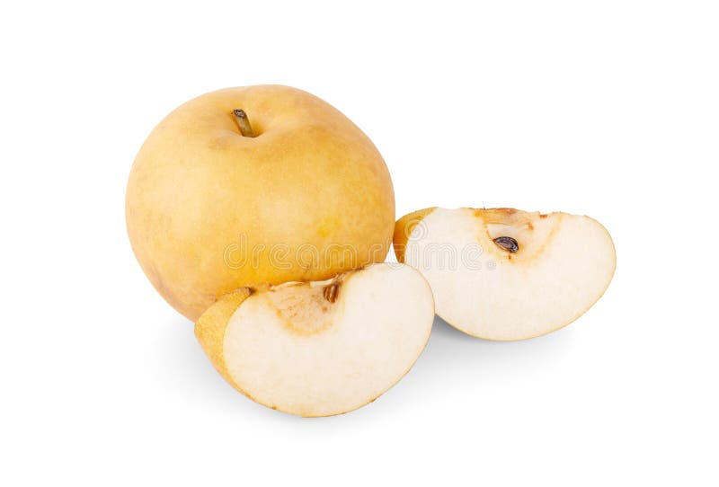 Snow Pear or Korea Pear Fresh Fruit with Slices Isolated on White ...