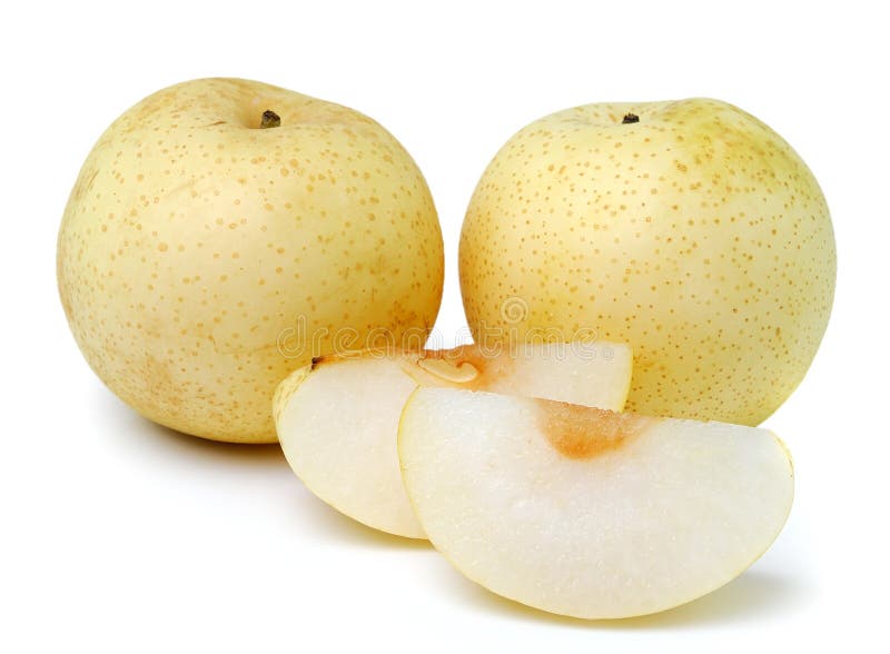 Fresh Snow Pear Top View on White Background Stock Image - Image of ...