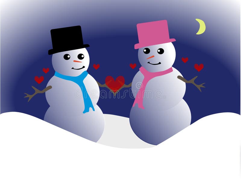 Snow People in Love stock illustration. Illustration of holiday - 3820869