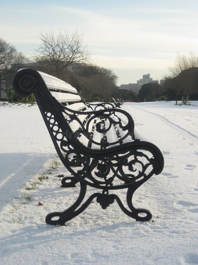 Snow, Phoenix Park, Dublin, Ireland, Park Bench Stock Photo - Image of ...