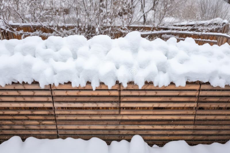 Snow Piled on the Wooden Fence Stock Photo - Image of generated, wooden ...
